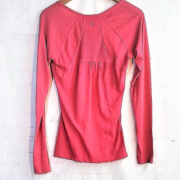 Athleta | Tops | Athleta Pink Ruched Long Sleeve Sport Workout Med ...